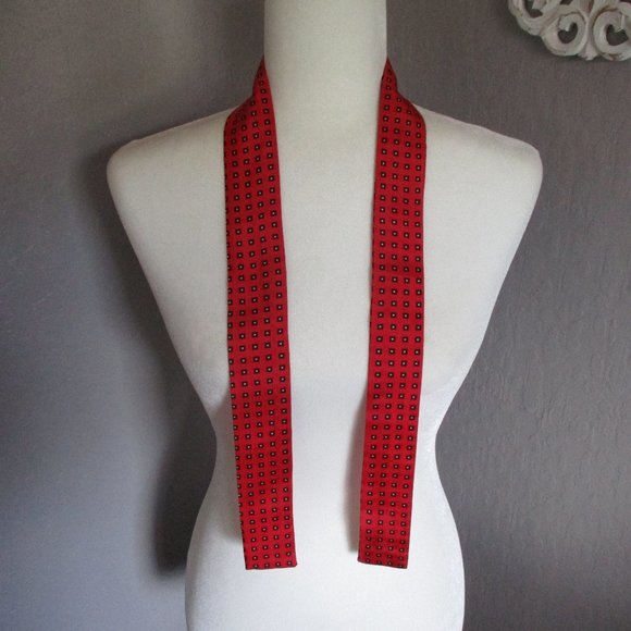 Vintage | Accessories | 98s Red Checked Silk Skinny Scarftie | Poshmark